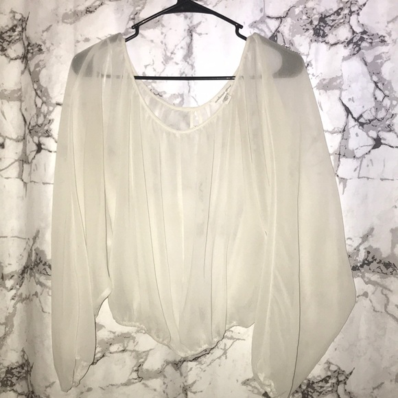Ambiance | Tops | White Polyester See Through Long Sleeve | Poshmark